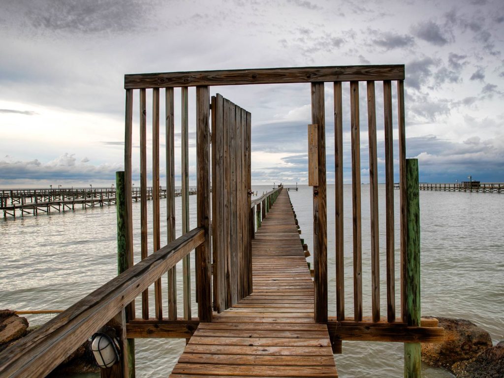 Wooden pier near Port Mansfield in Texas